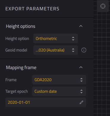 How can I export point clouds in correct position, in GDA2020