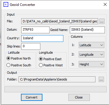 How to import a geoid file into POSPac